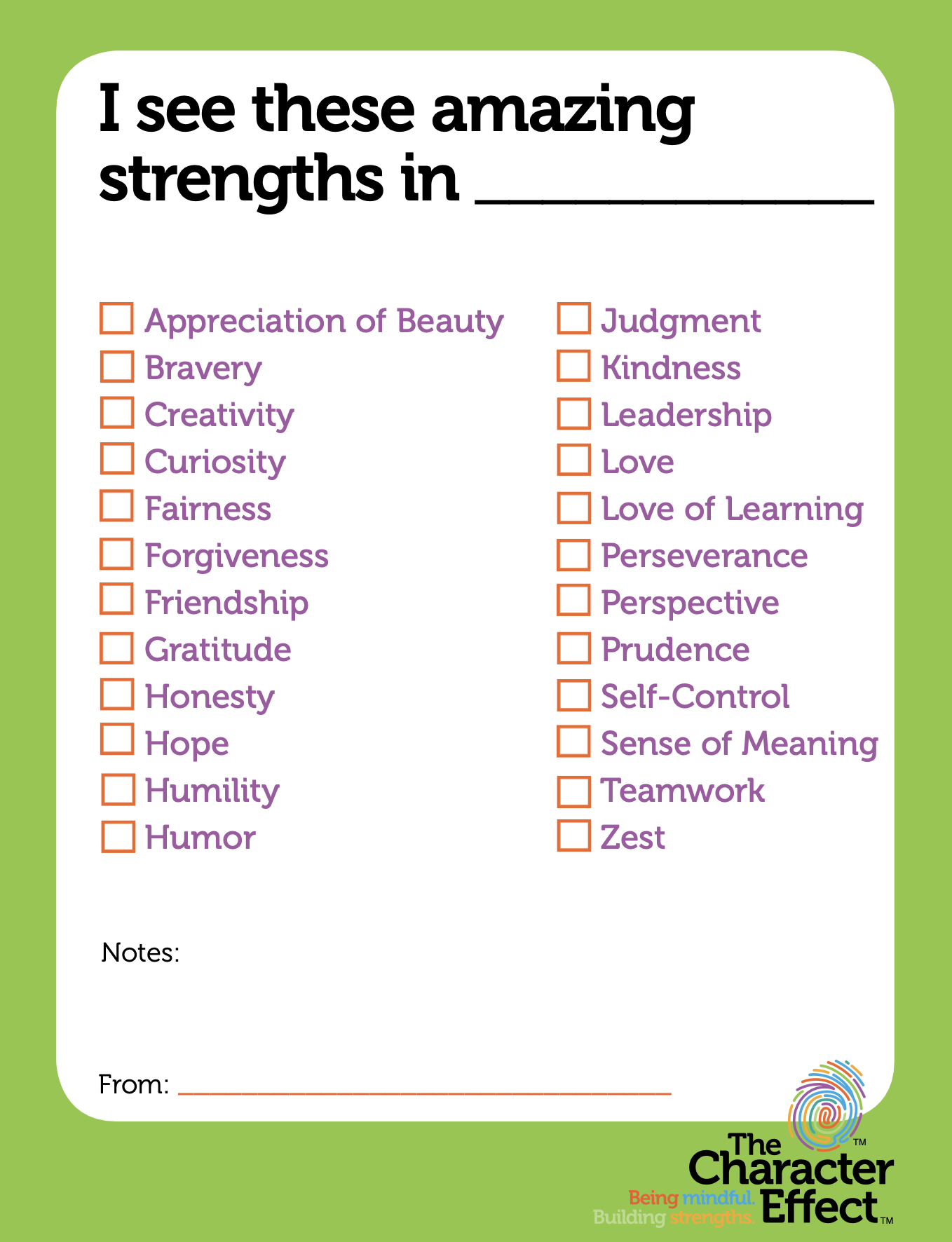 Strength Spotting Cards - The Character Effect